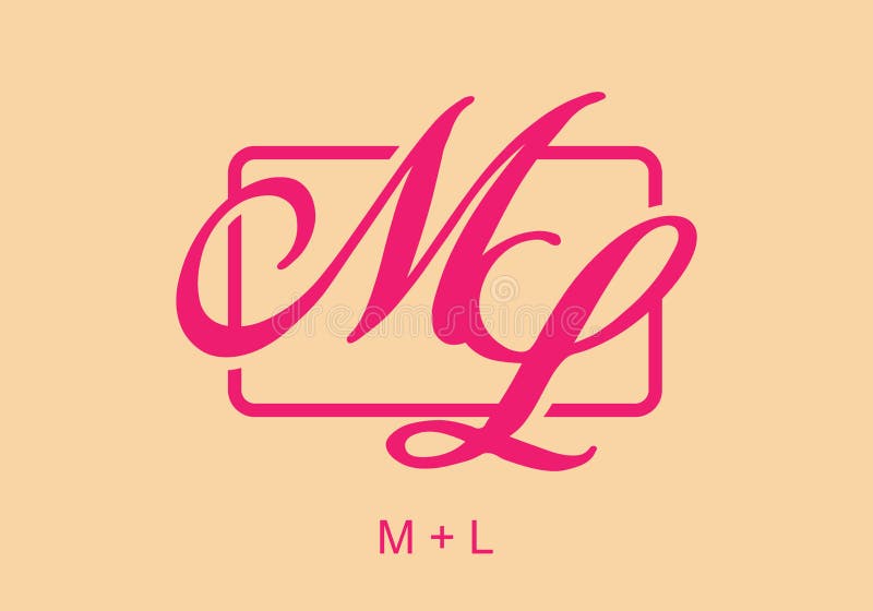 Rectangle Pink Color of ML Initial Letter Stock Vector - Illustration ...