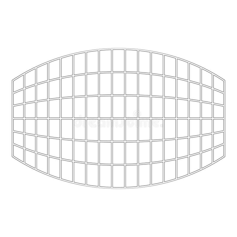 Rectangle in Projection Grid Checkered Contour Outline Line Icon Black ...