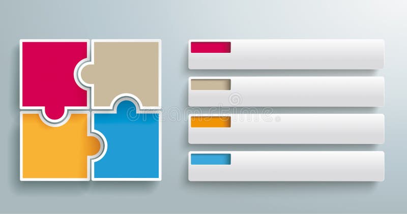 Rectangle Puzzle 4 Pieces Tabs Stock Vector - Illustration of partner ...