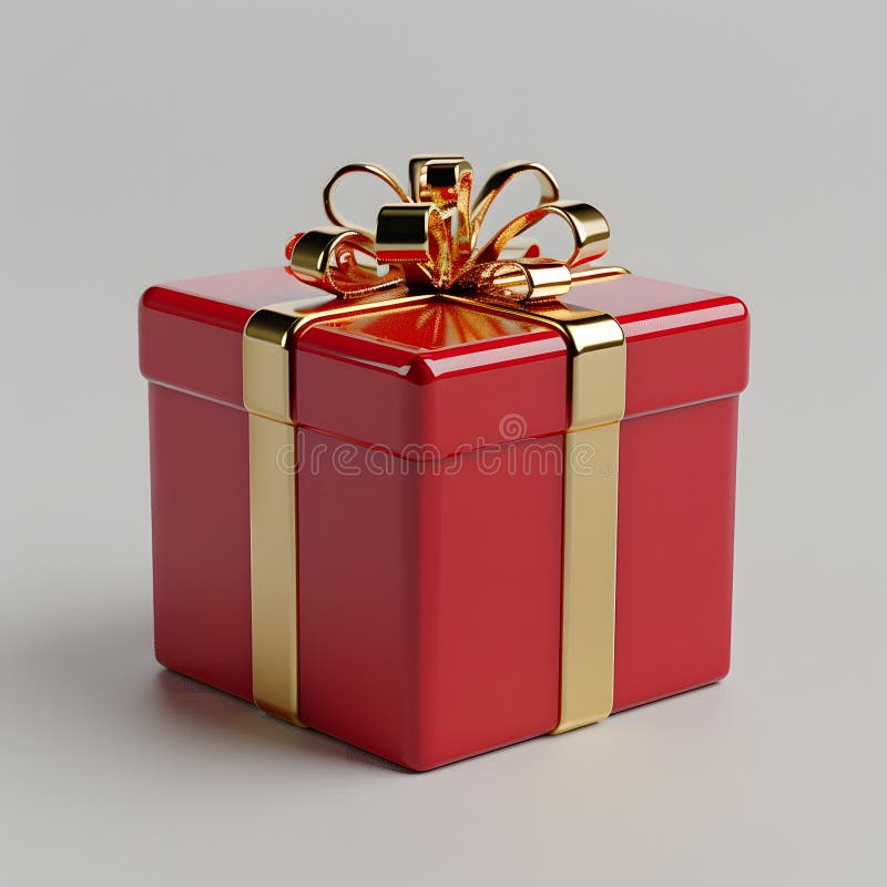 Rectangle Red Box with a Gold Ribbon and Bow for Gift Wrapping Stock ...