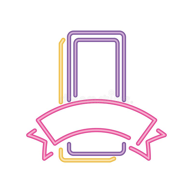 Rectangle and Ribbon Neon Light Label Stock Vector - Illustration of ...