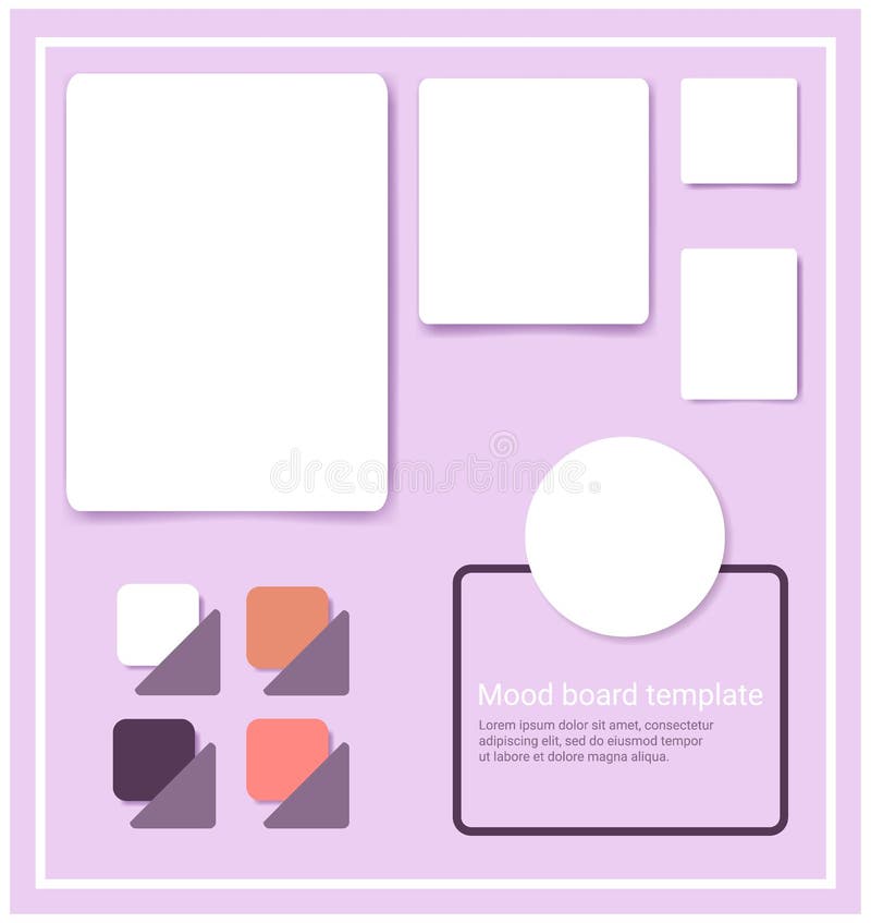 Rectangle and Round Shape Violet Color Mood Board Template for Calendar ...
