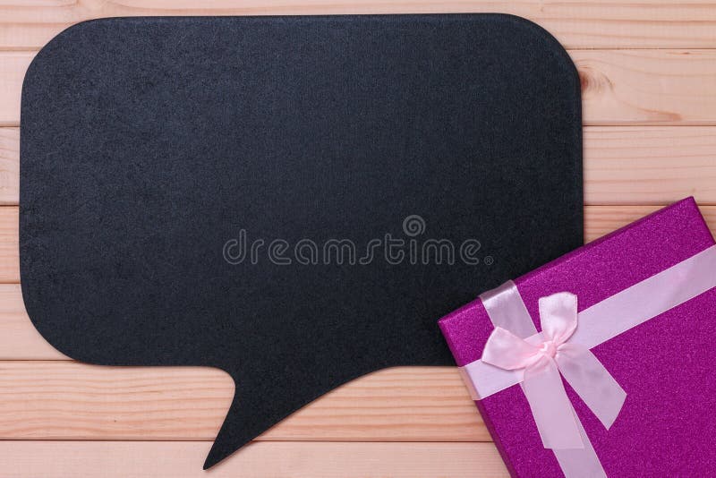 Rectangle Shape Black Speech Bubble and a Pattern of Gift Box Stock ...