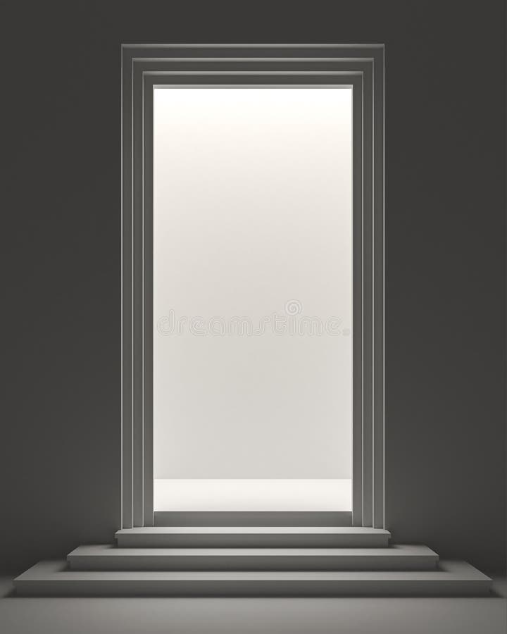 Rectangle Shape Door with Light Inside 3d Render. Stock Illustration ...