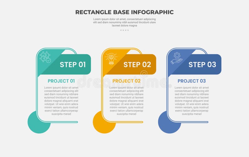 Rectangle Shape Infographic Outline Style with 3 Point Template with ...