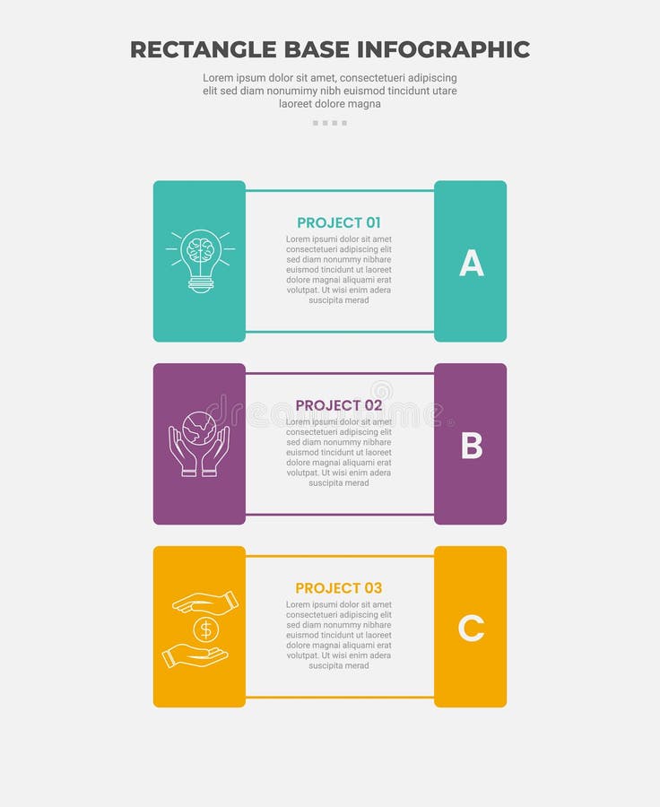 Rectangle Shape Infographic Outline Style with 3 Point Template with ...