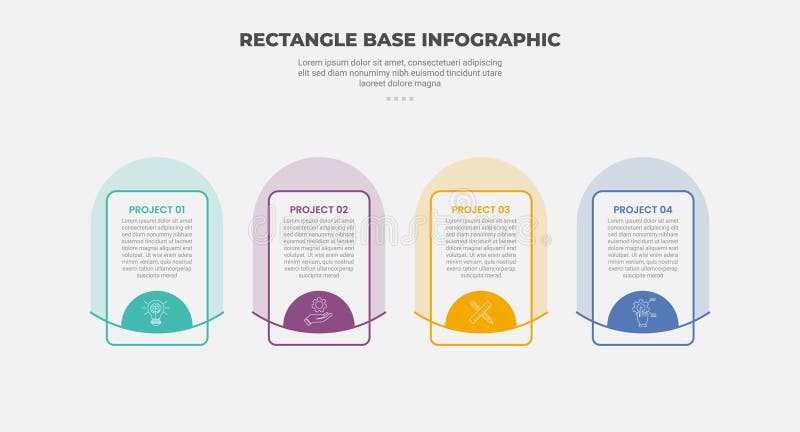 Rectangle Shape Infographic Outline Style with 4 Point Template with ...