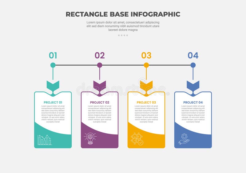 Rectangle Shape Infographic Outline Style with 4 Point Template with ...
