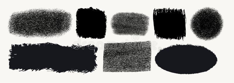 Rectangle Shape Set with Rough Texture. Grunge Style Black Square ...