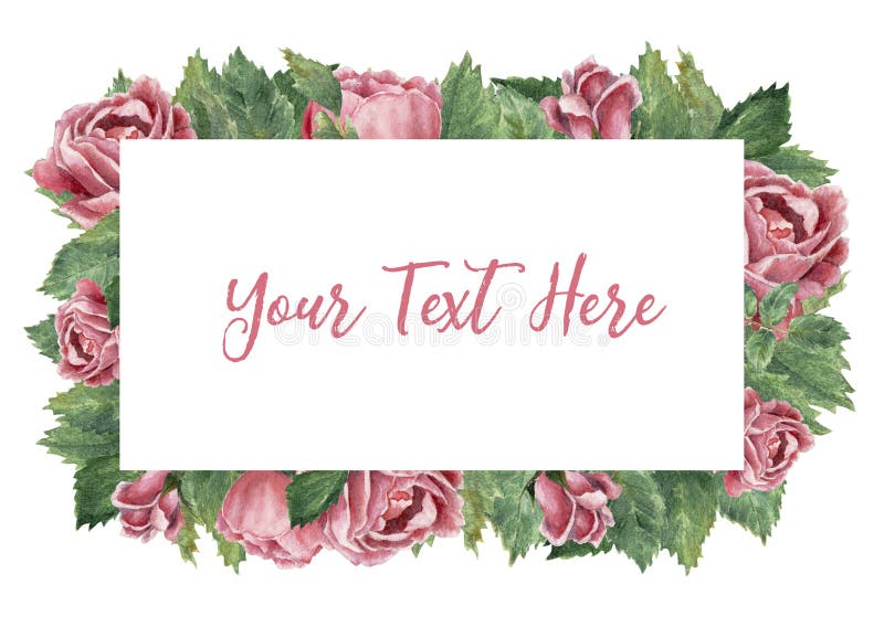 Rectangle Shaped Frame Made of Pink Blooming Roses Stock Illustration ...