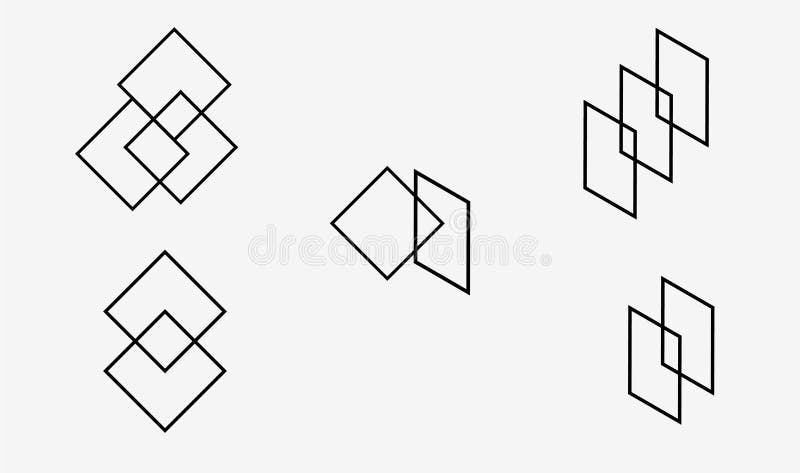 Rectangle Shapes Collection in Linear Style Stock Vector - Illustration ...