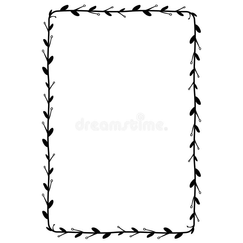Rectangle Sheet Frame Isolated Branches Flower Wreath Leaf Floral ...