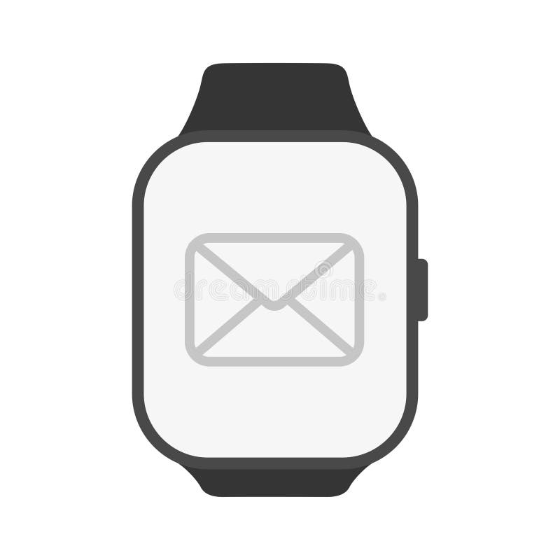 Rectangle Smart Watch with Email Notification Icon on Screen. Vector ...