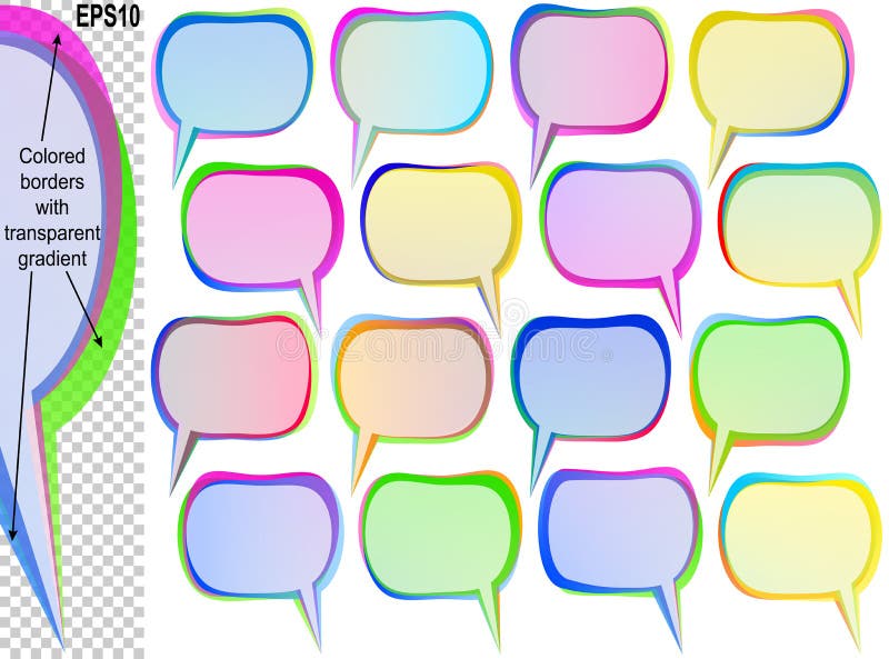Rectangle Speech Bubble Text Balloon Tip Banner Sticker Icon Set Stock ...
