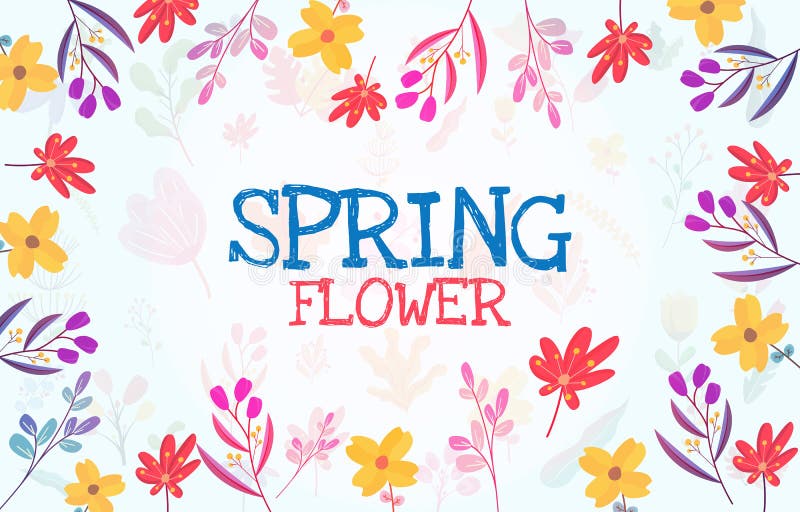 Rectangle Spring Flower Floral Plant Frame Card Vector Decoration Stock ...