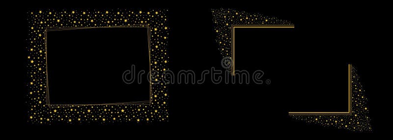Rectangle Square Frame with Sparkle Glitter Stars Transparent Vector ...