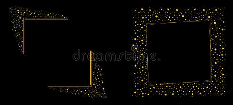 Rectangle Square Frame with Sparkle Glitter Stars Transparent Vector ...