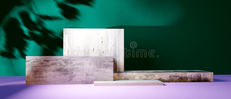 Rectangle Stage Podium with Shadow of Tree - 3D Stock Illustration ...