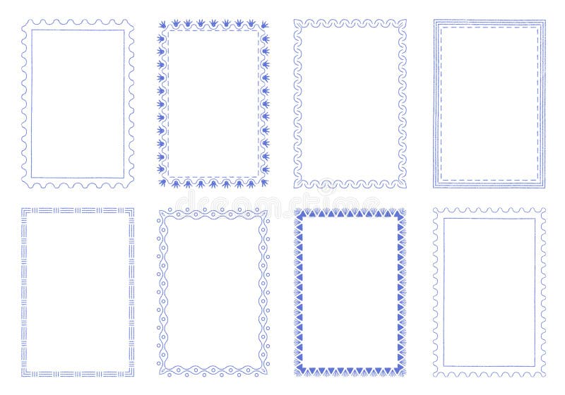 Rectangle Stamp Frames in Coastal Style Stock Vector - Illustration of ...