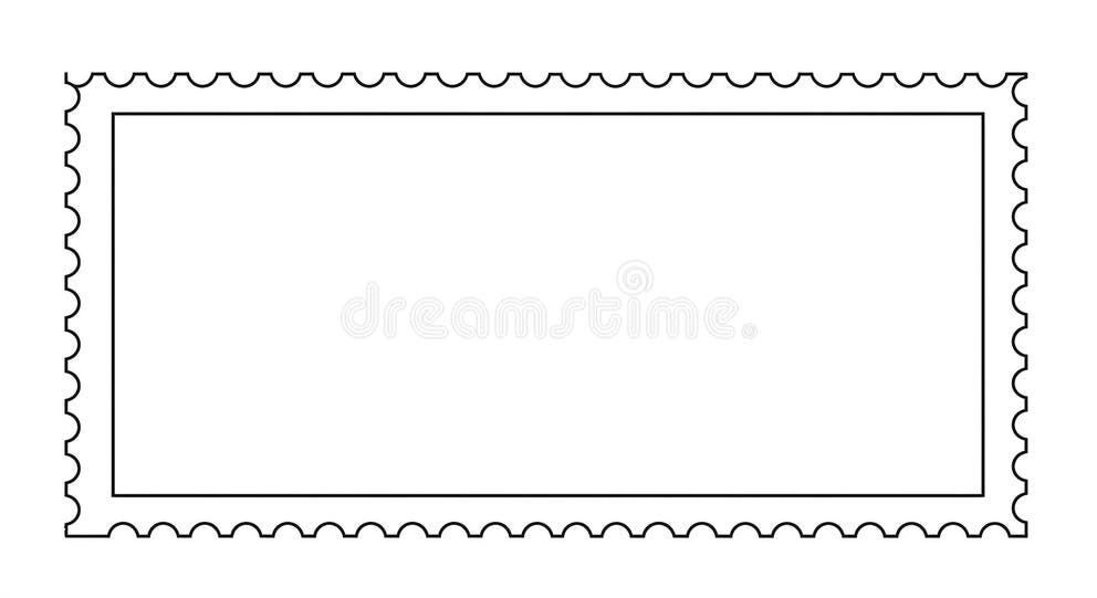 Rectangle Stamp Outline with Scalloped Edges on a White Background. the ...