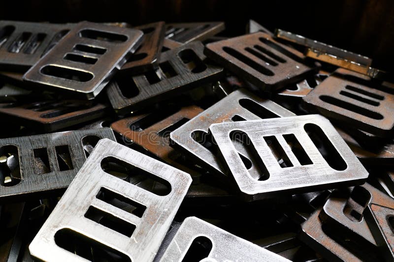Rectangle Steel Details with Cutoffs Pile As Background Stock Image ...