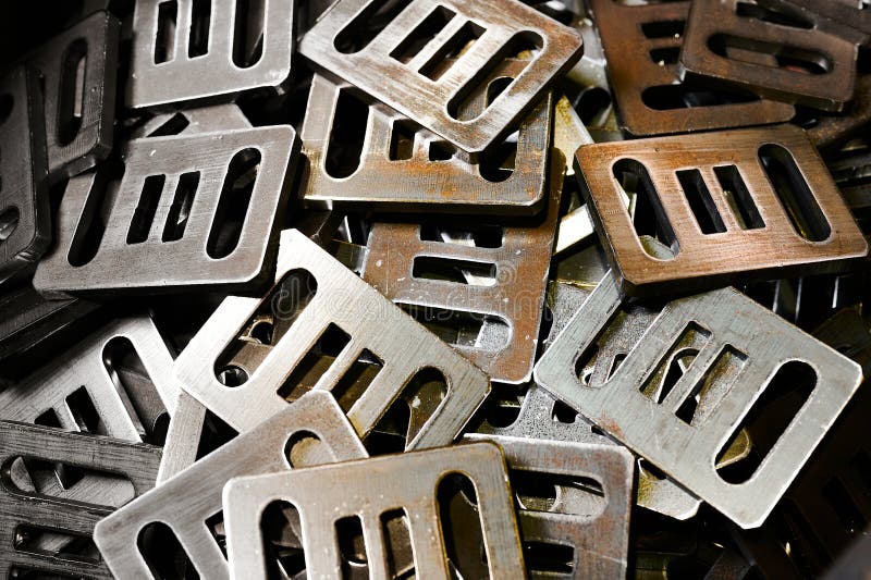 Rectangle Steel Details with Cutoffs Pile As Background Stock Image ...