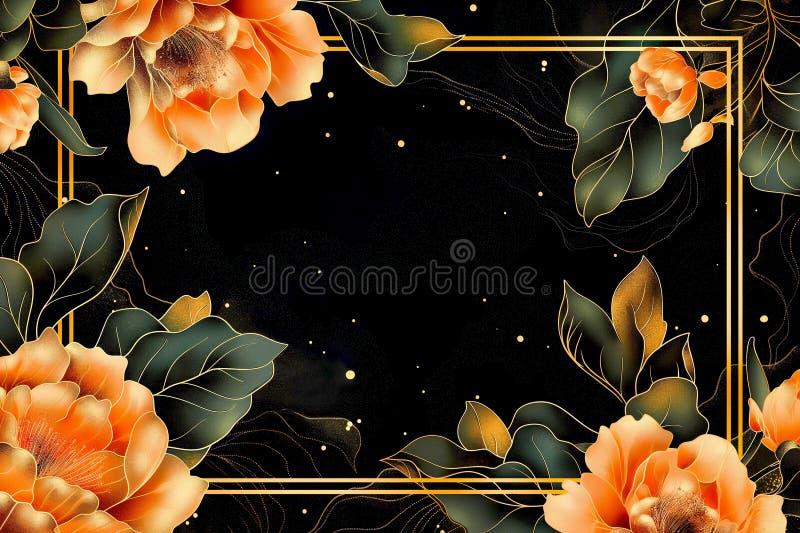 Rectangle Subtle Gold Frame for Web Presentation, Horizontal Border in ...