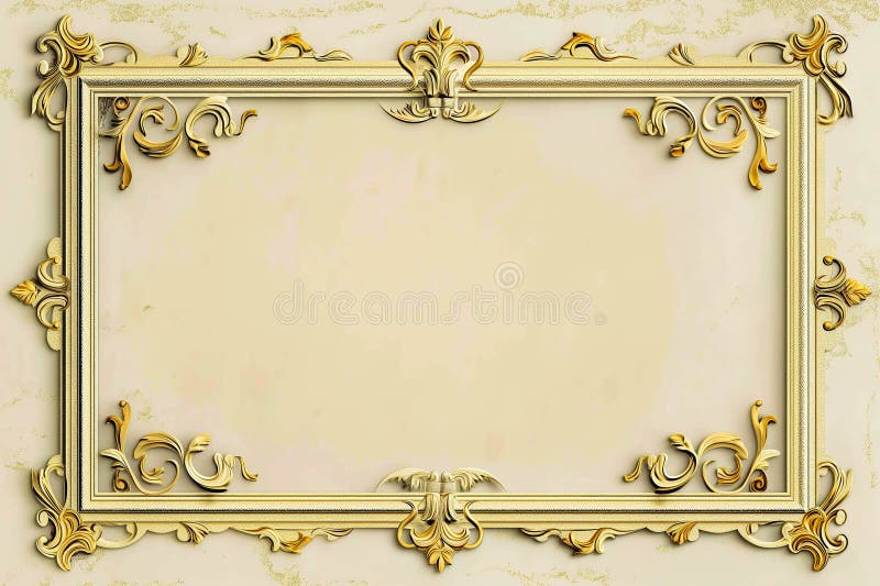 Rectangle Subtle Gold Frame for Web Presentation, Horizontal Border in ...