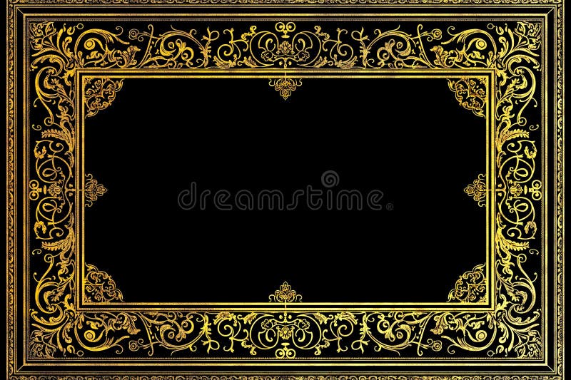 Rectangle Subtle Gold Frame for Web Presentation, Horizontal Border in ...