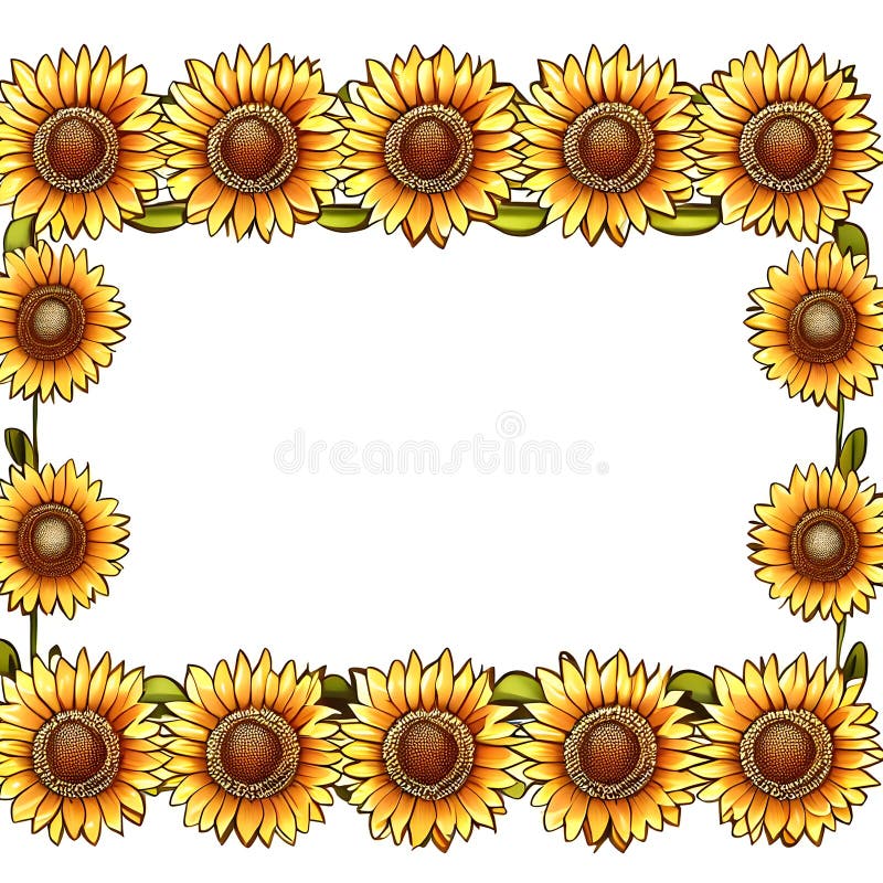 Rectangle Sunflower Border with Ornamental Elements Ai Generated Stock ...
