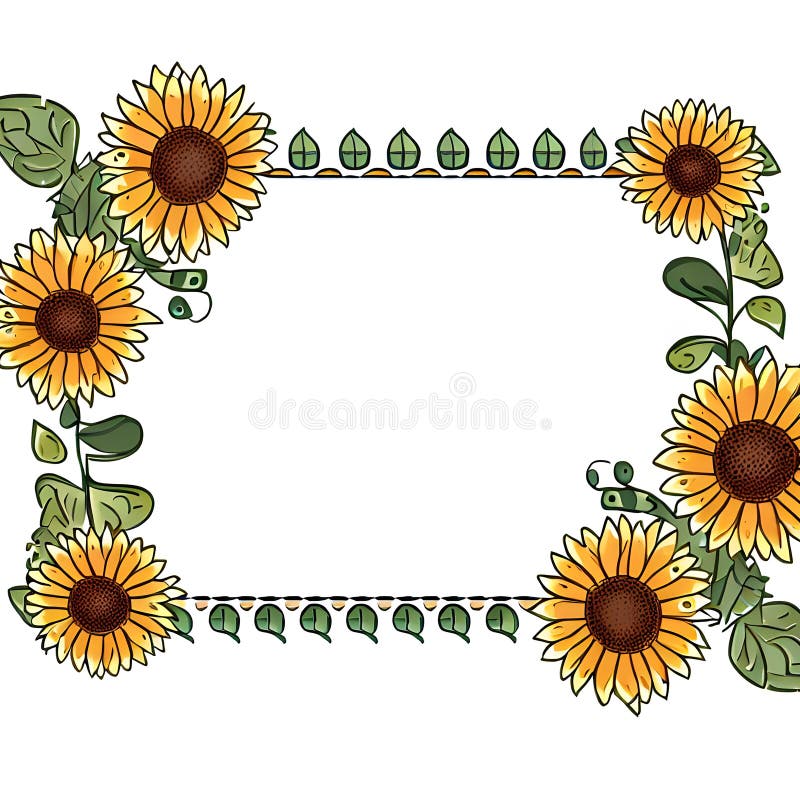 Floral Border Design with Beautiful Sunflower Frame Ai Generated Stock ...