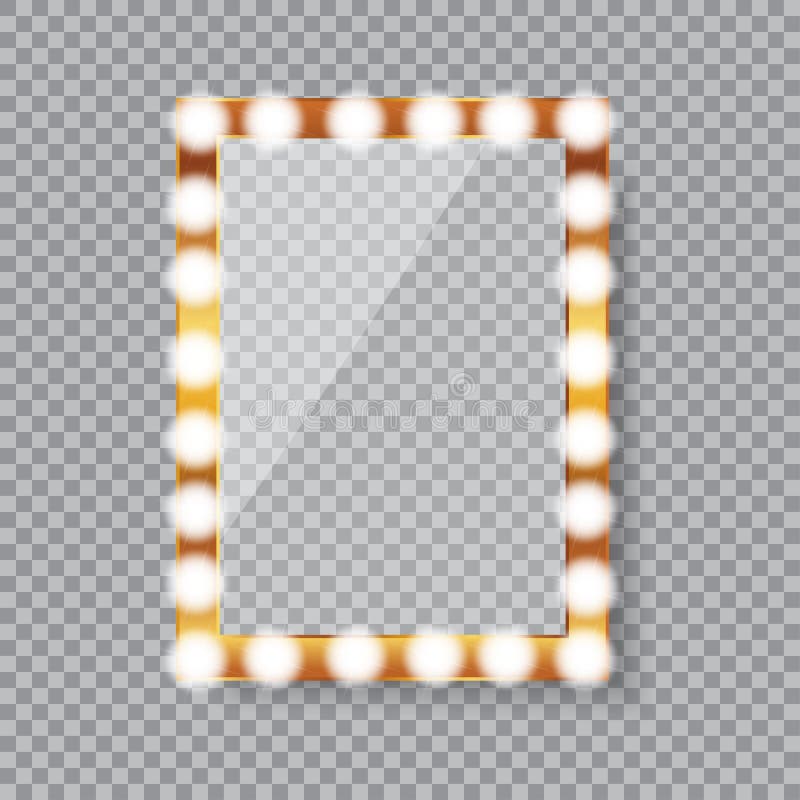 Rectangle Vanity Mirror with Light Bulbs Stock Vector - Illustration of ...