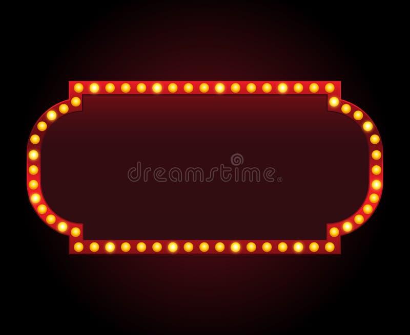 Rectangle Vector Theater Sign Frame with Lights Stock Vector ...