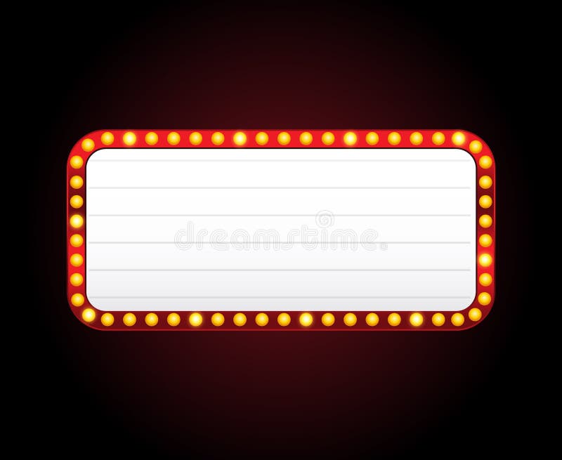 Rectangle Vector Theater Sign Frame with Lights Stock Vector ...