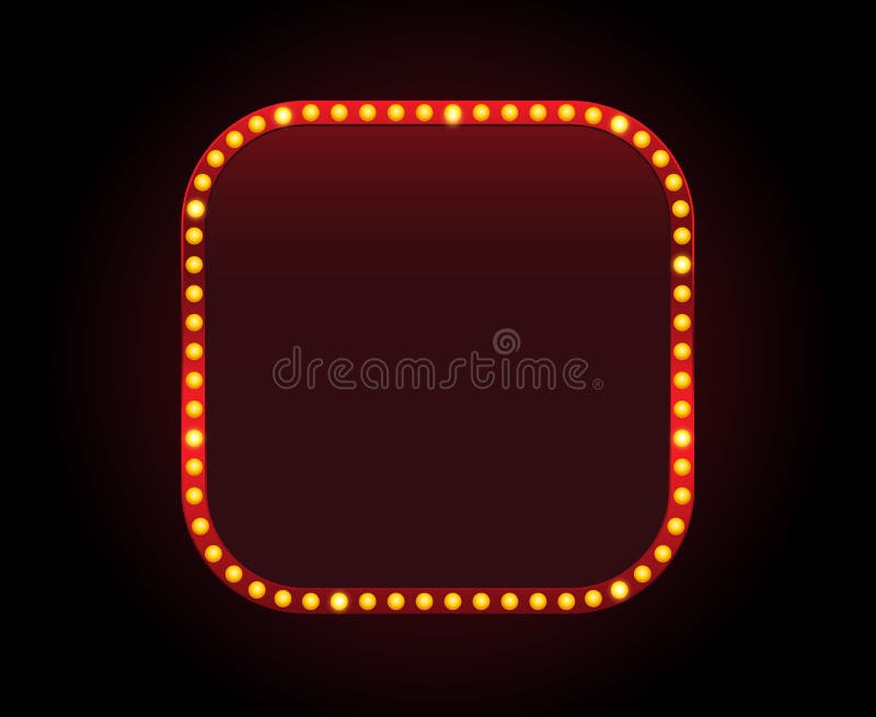Rectangle Vector Theater Sign Frame with Lights Stock Vector ...
