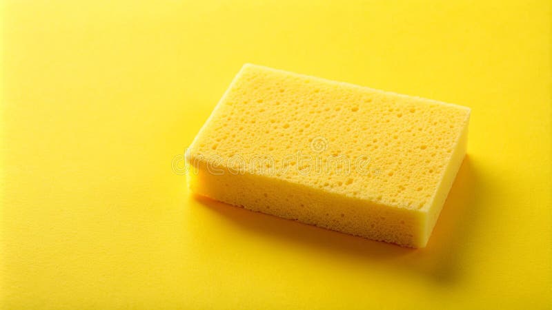 Rectangle Yellow Sponge for Washing on a Yellow Background AI-Generated ...