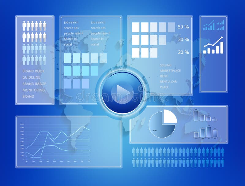 Rectangles with Icons. Play Button Stock Illustration - Illustration of ...