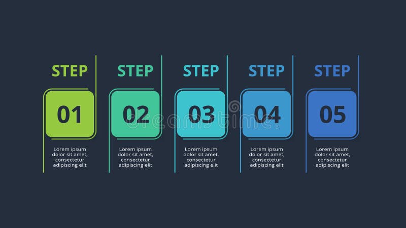 Rectangles Infographic with 5 Steps, Options, Parts or Processes ...