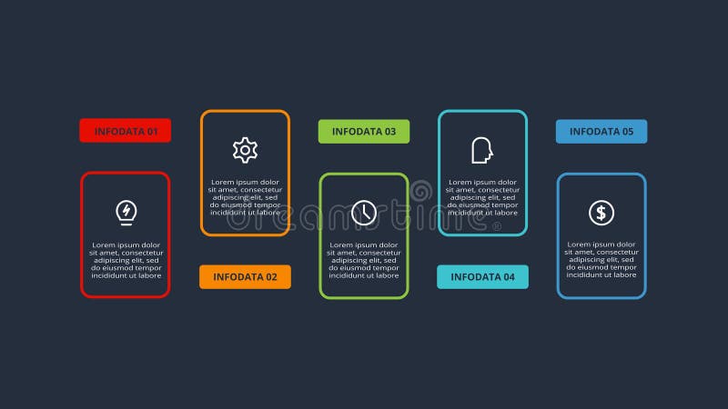 Rectangles Infographic with 5 Steps, Options, Parts or Processes ...