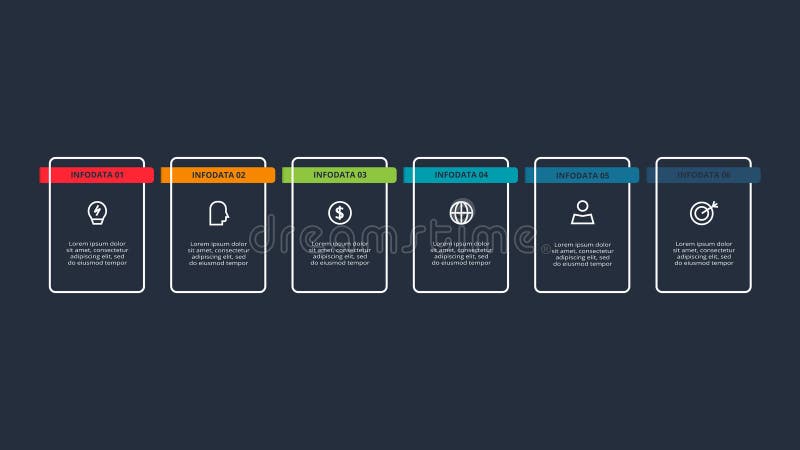 Rectangles Infographic with 6 Steps, Options, Parts or Processes ...