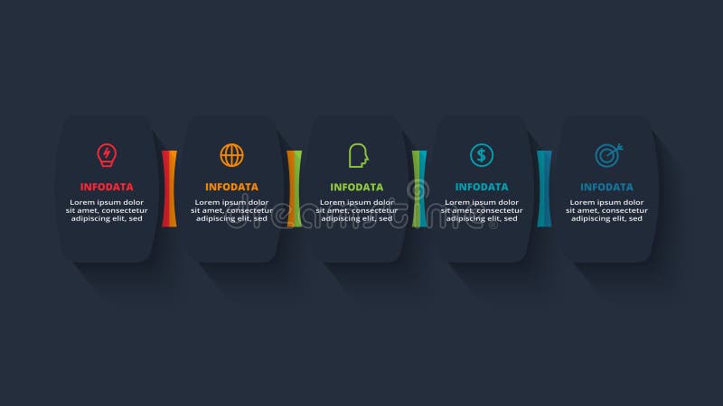Rectangles Infographic with 5 Steps, Options, Parts or Processes ...