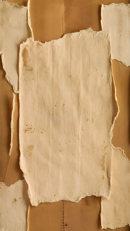 Rectangular Aged Paper with Torn Edges, Warm Beige Hue, Visible Grain ...