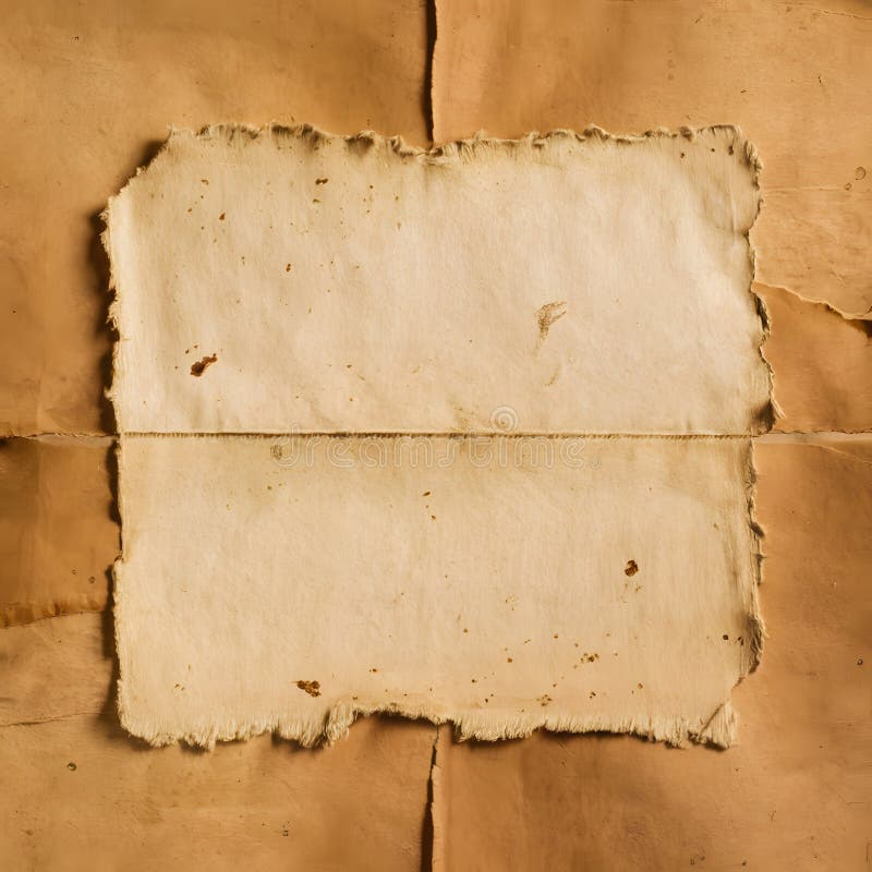 Rectangular Aged Paper with Torn Edges, Warm Beige Hue, Visible Grain ...