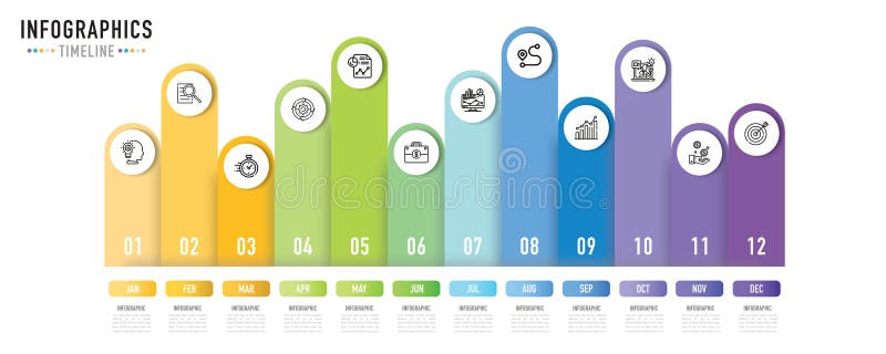 Rectangular Annual Timeline Infographic for Business Presentation Stock ...