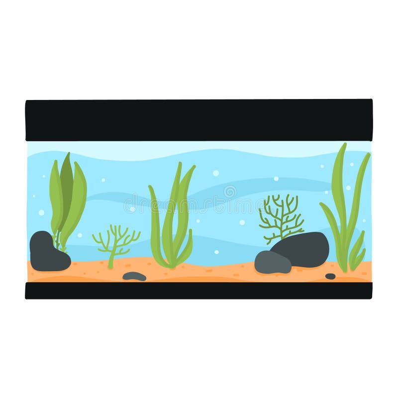 Rectangular Aquarium. Aquarium with Algae. Vector Illustration Stock ...
