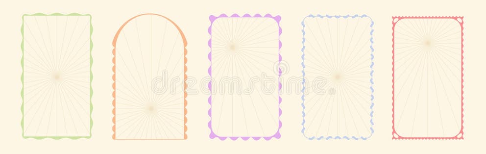 Rectangular and Arch Scalloped Frames Stock Illustration - Illustration ...