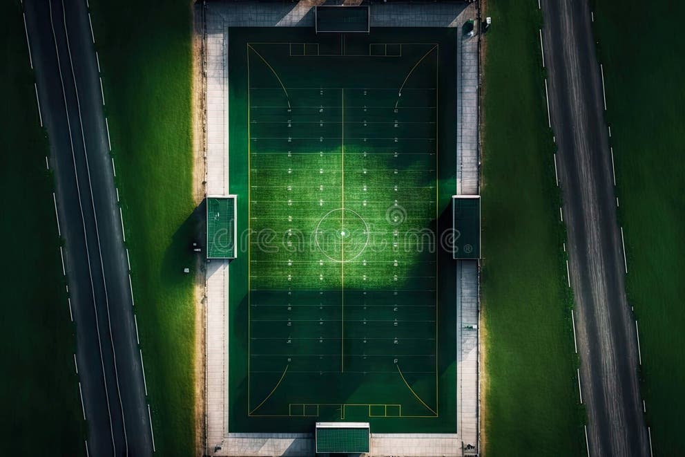 Rectangular Area of Large Football Stadium, Top View, Generative Ai ...