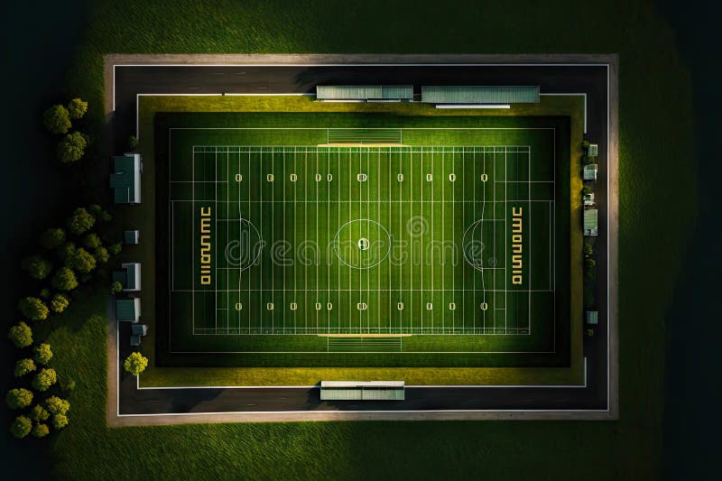 Rectangular Area of Large Football Stadium, Top View, Generative Ai ...