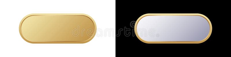 Rectangular Gold and Silver Badge with Rounded Corners on White and ...
