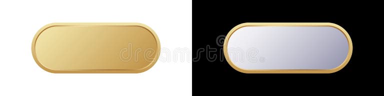 Rectangular Gold and Silver Badge with Rounded Corners on White and ...